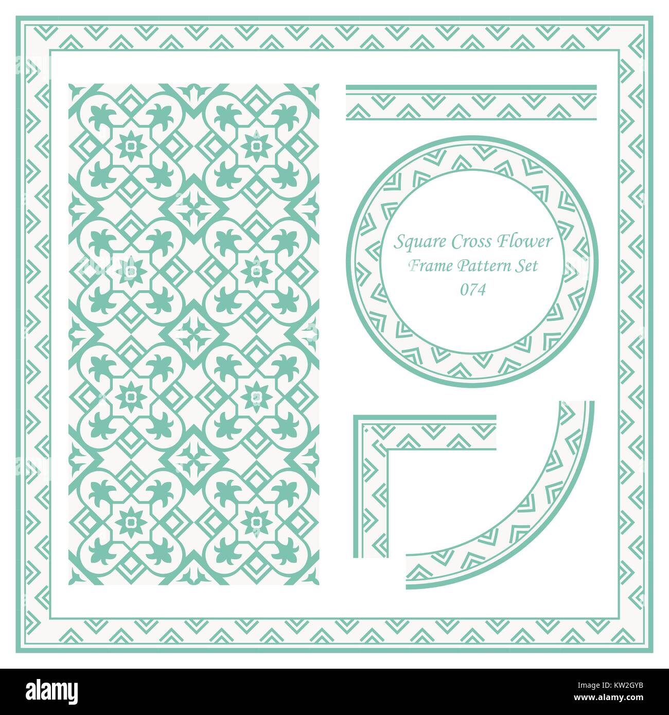 Vintage Frame Pattern Set of Square Cross Flower Stock Vector Image & Art - Alamy