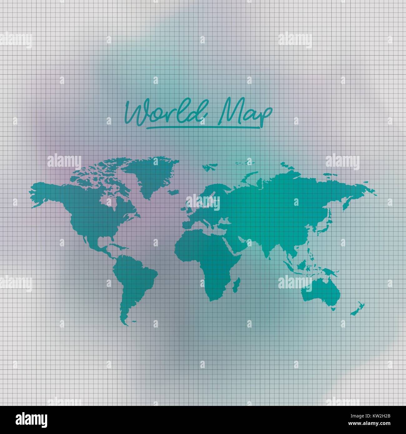 world map in green color and grid background white degraded to green ...