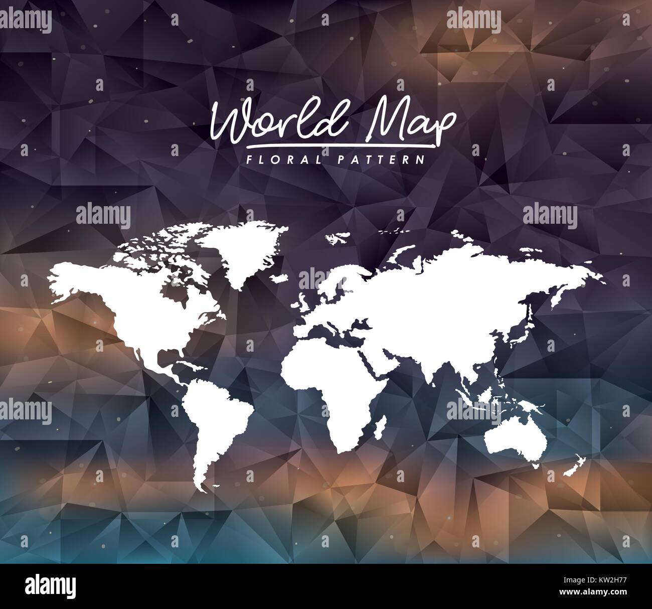 world map floral pattern on colorful polygon background Stock Vector ...