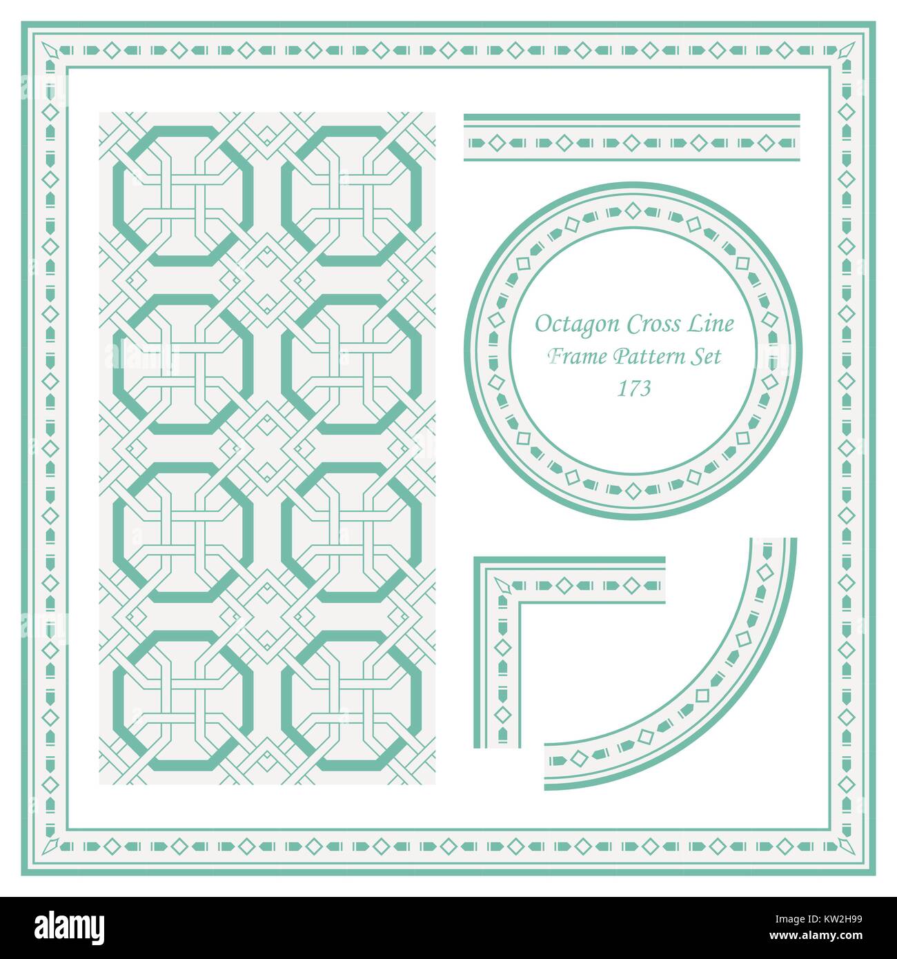 Vintage Frame Pattern Set of Octagon Square Cross Line Stock Vector ...