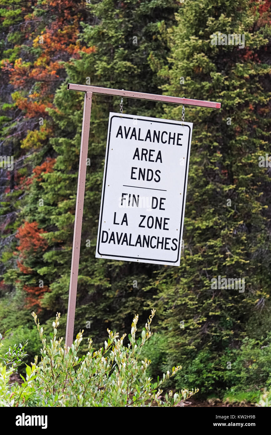 A end of avalanche area information sign Stock Photo - Alamy