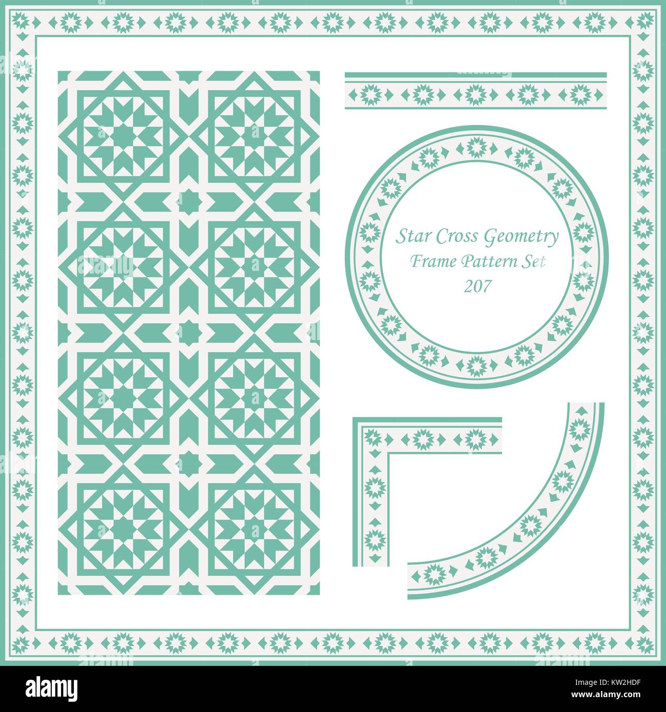 Vintage Frame Pattern Set of Star Cross Geometry Stock Vector Image ...