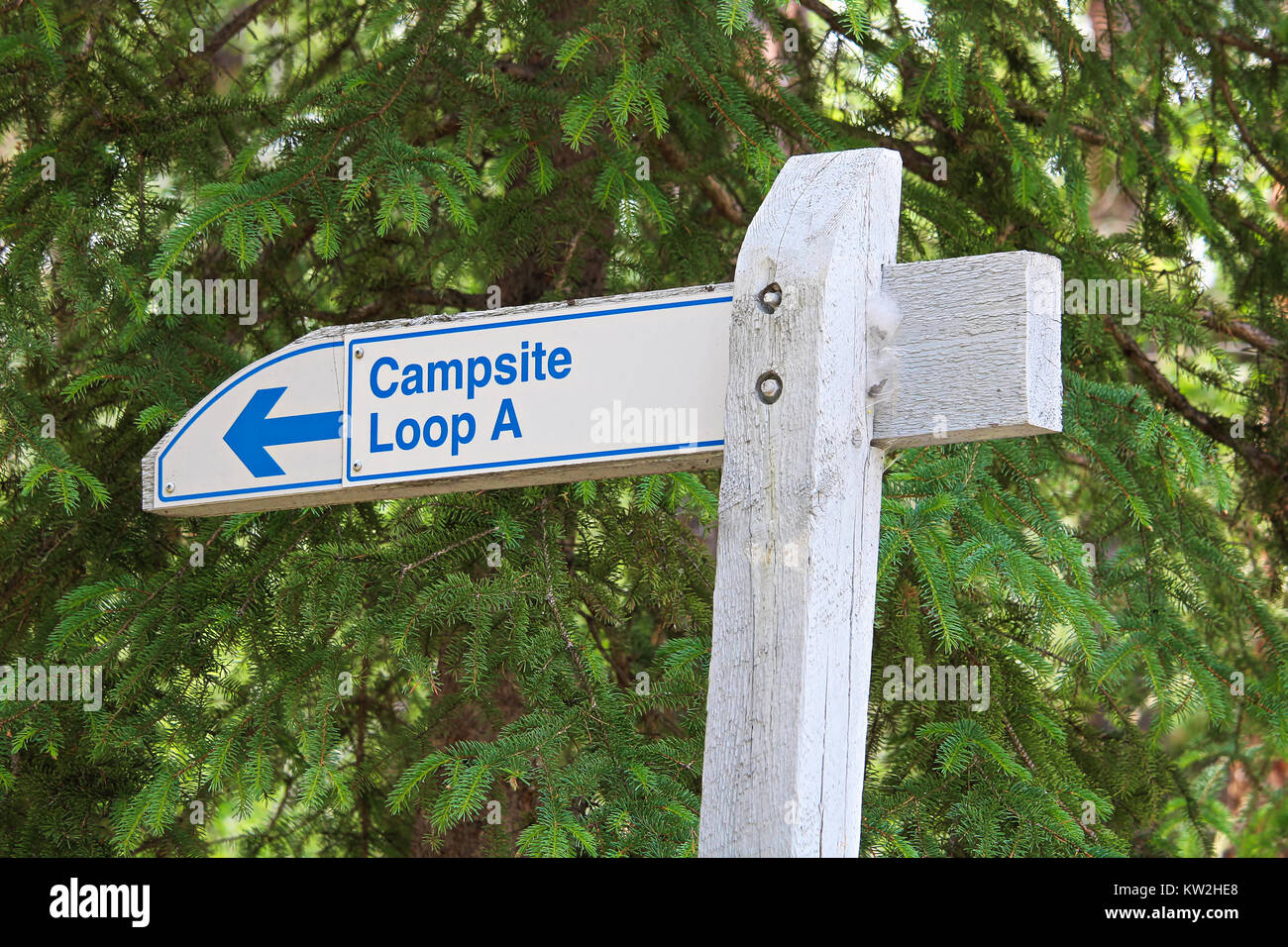 A direction sign for Loop A at a campground Stock Photo - Alamy