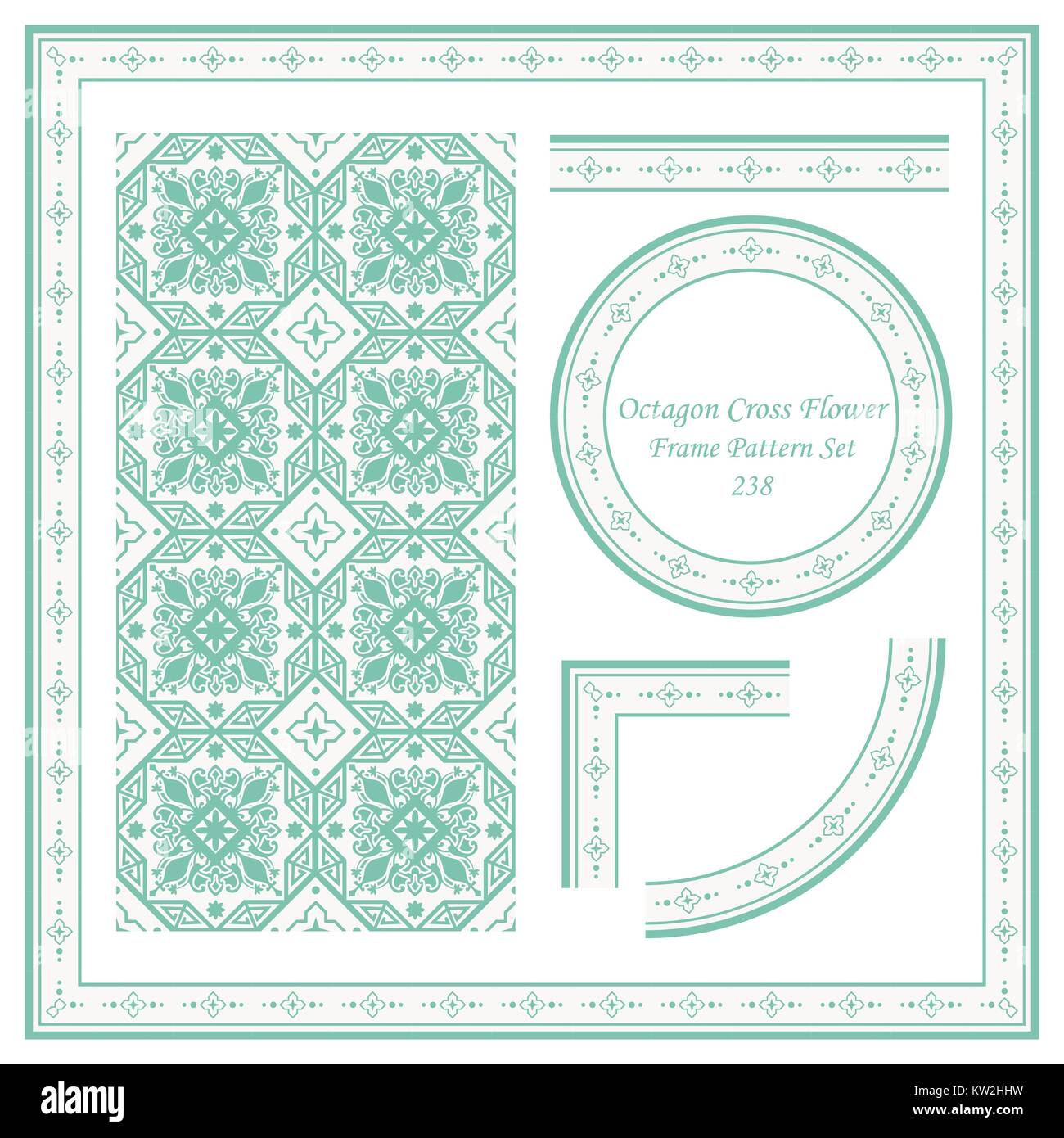 Vintage Frame Pattern Set of Octagon Cross Flower Stock Vector Image ...
