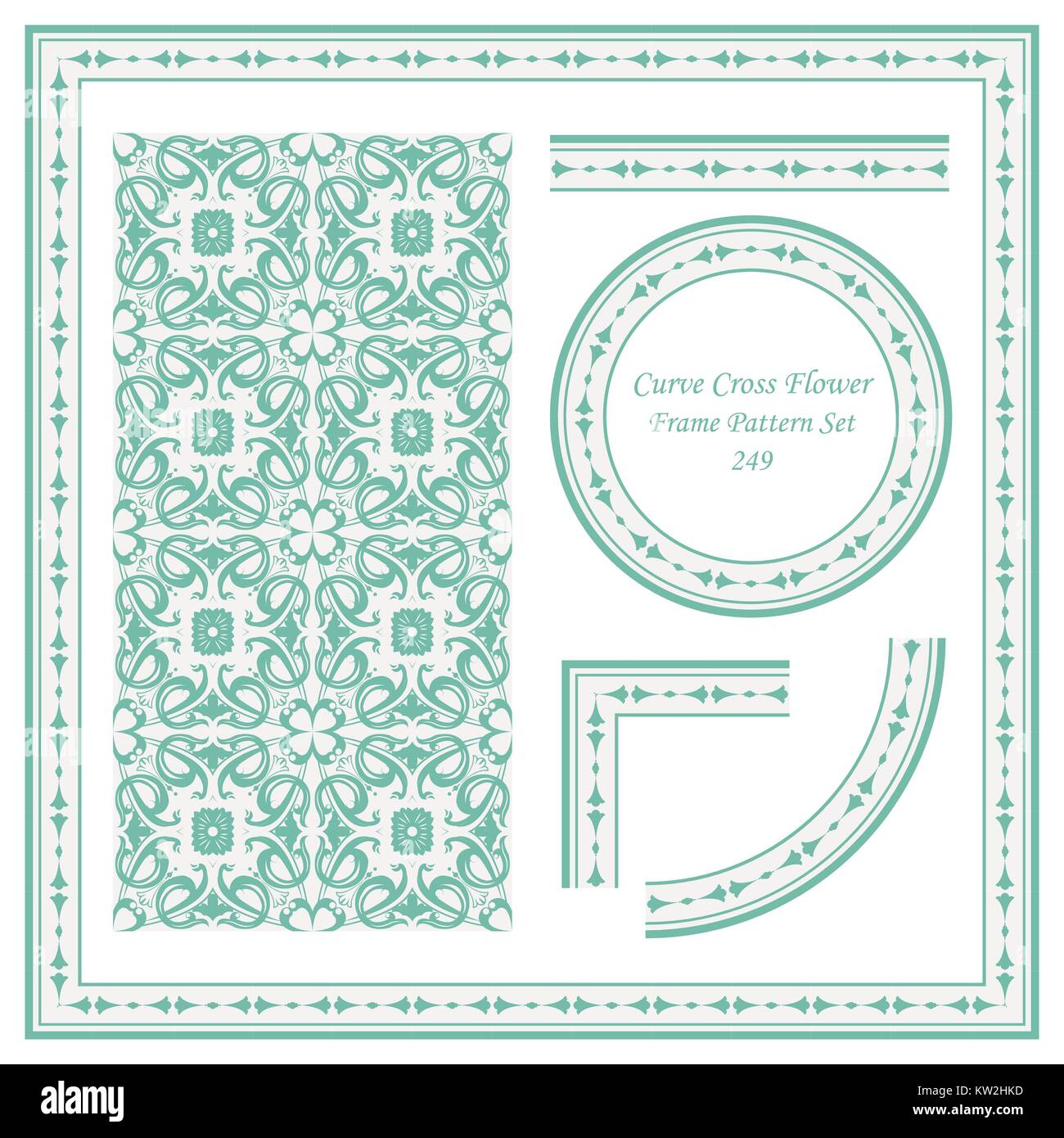 Vintage Frame Pattern Set of Curve Cross Flower Stock Vector Image ...