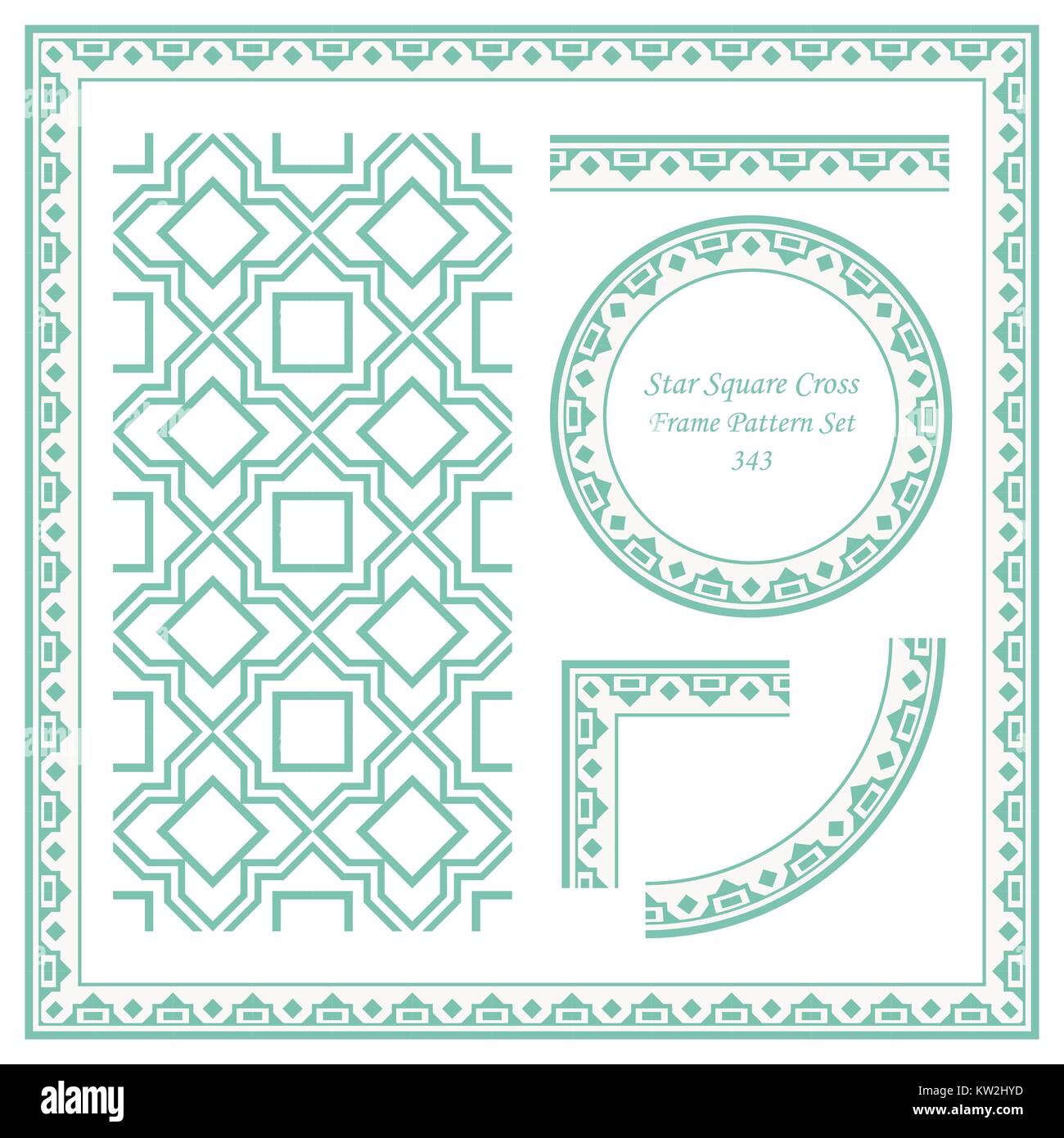 Vintage Frame Pattern Set of Star Square Cross Line Stock Vector Image ...