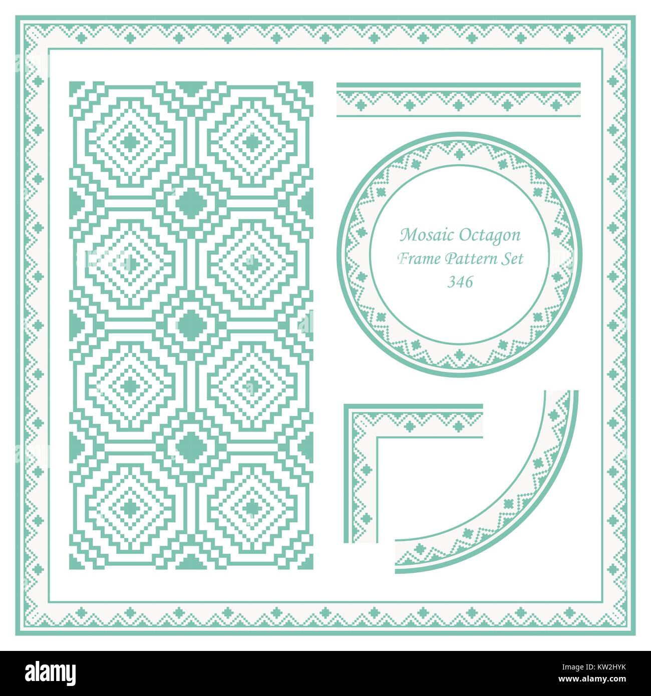 Vintage Frame Pattern Set of Square Mosaic Octagon Cross Stock Vector ...