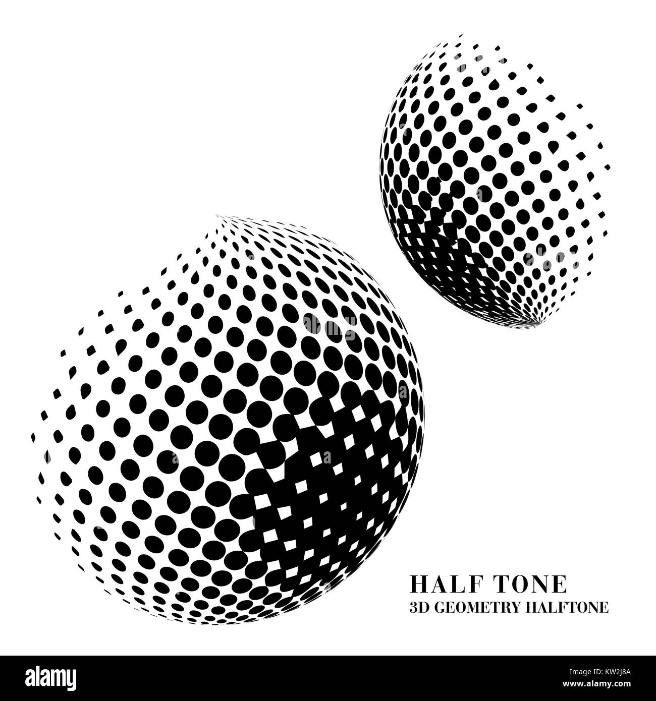 Half tone gradient 3D black geometry round dot sphere ball Stock Vector ...