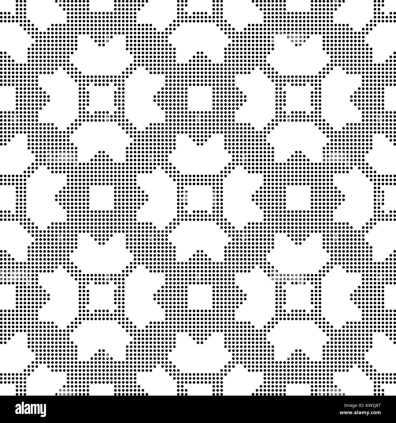 Halftone round black seamless background polygon chain cross square ...