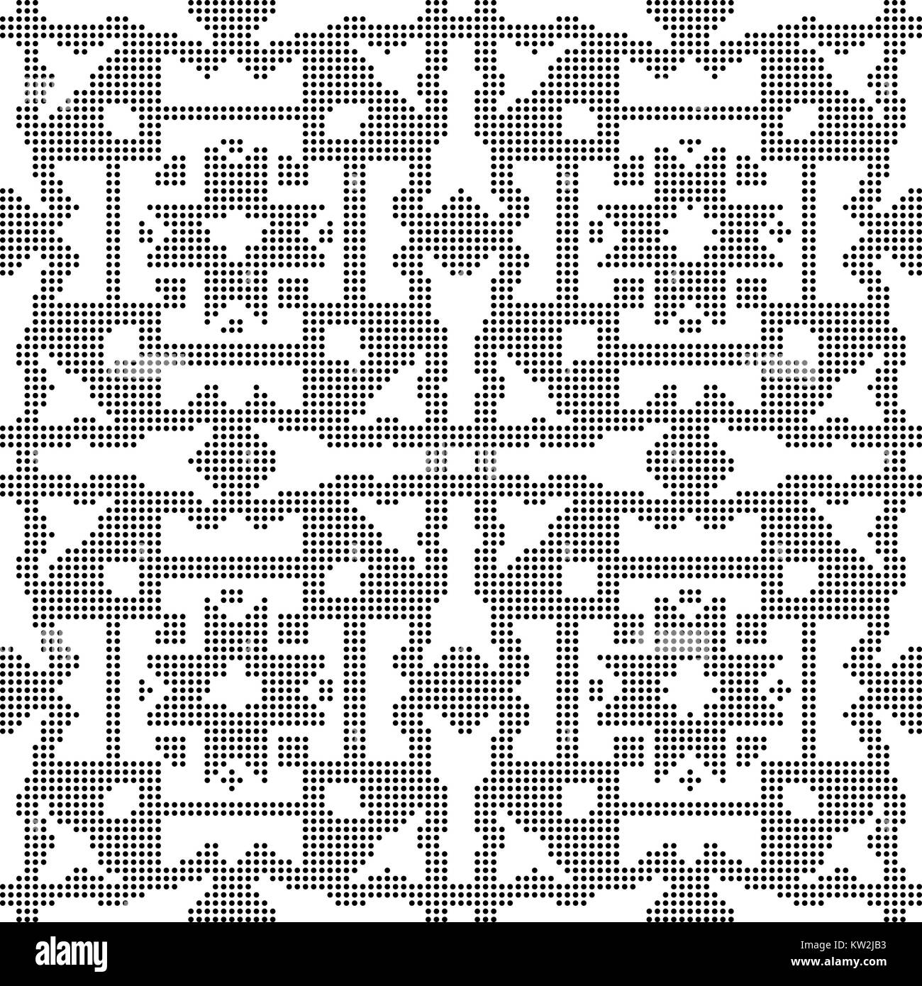 Halftone round black seamless background cross star geometry frame ...