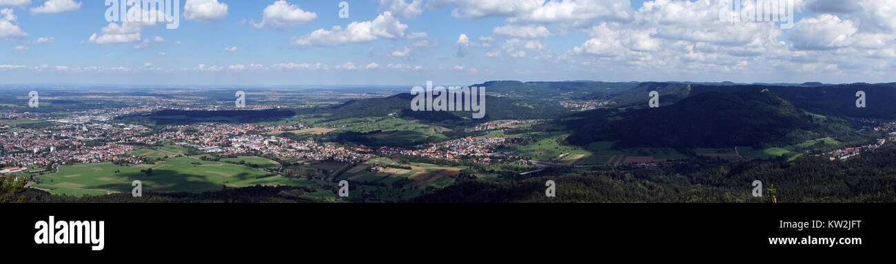 Landscape with town and hills in Swabia, Germany Stock Photo - Alamy