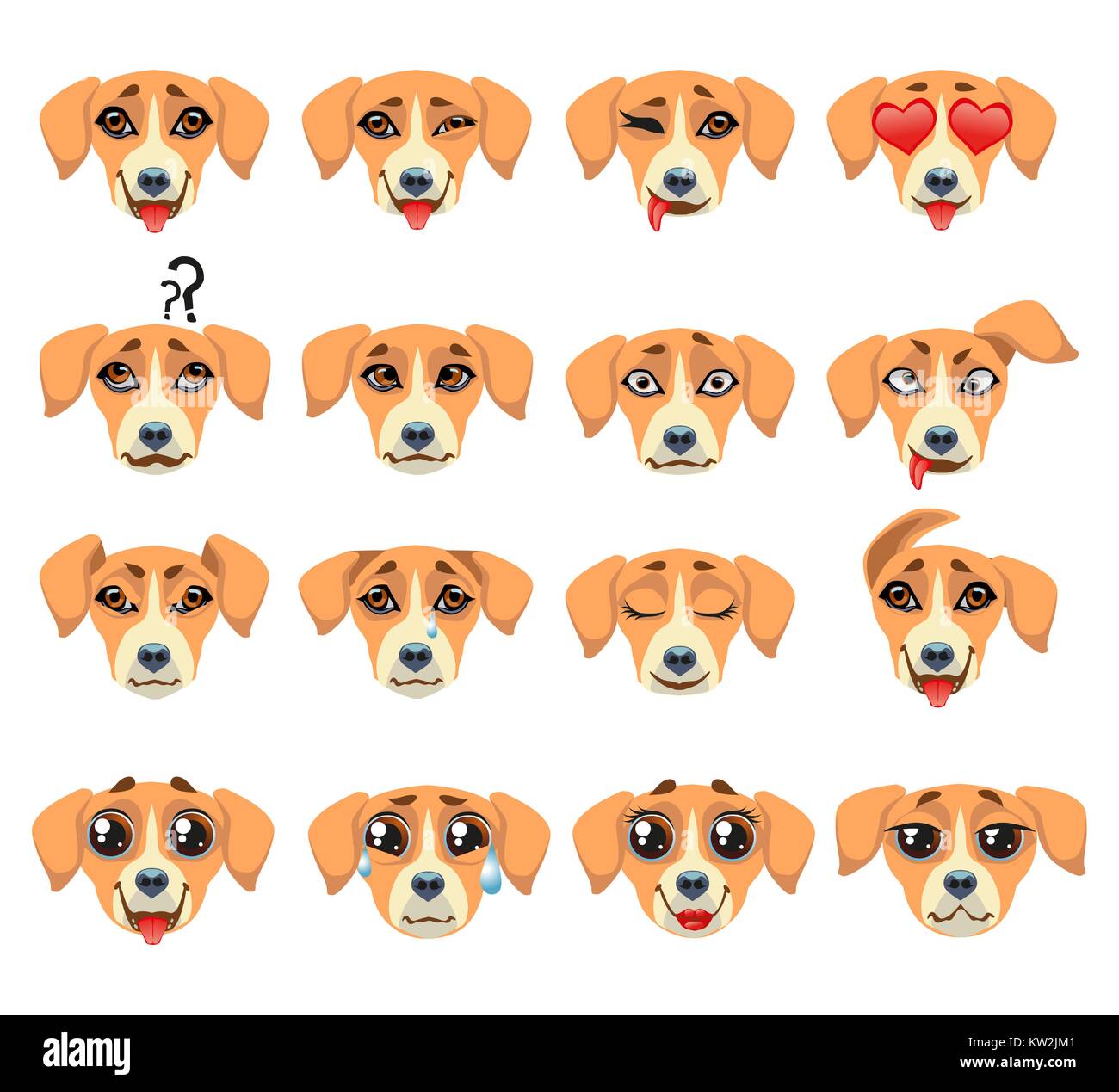 Set of vector stickers, emojis with cute dog Stock Vector Image & Art ...
