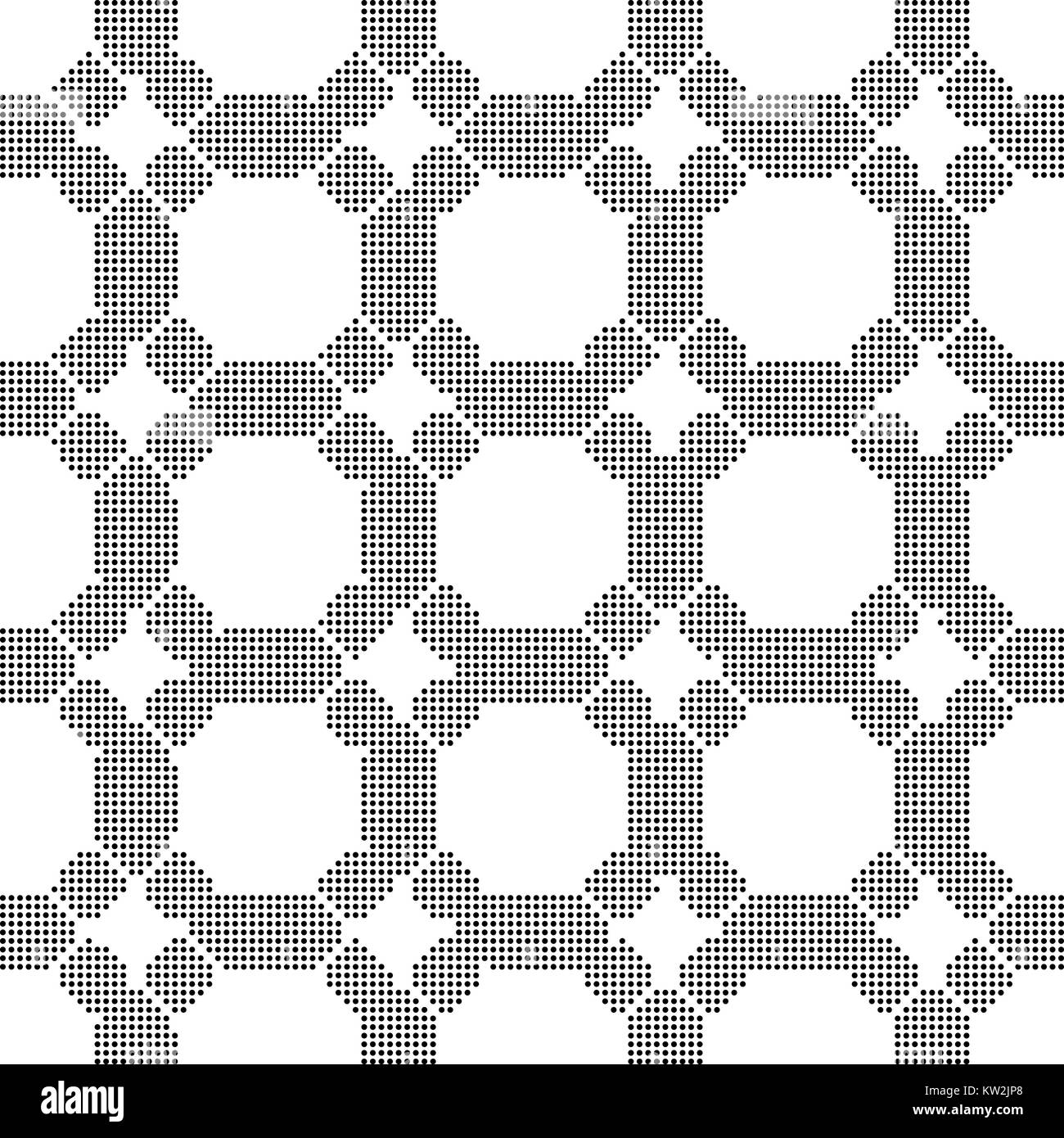 Halftone round black seamless background round corner octagon cross ...