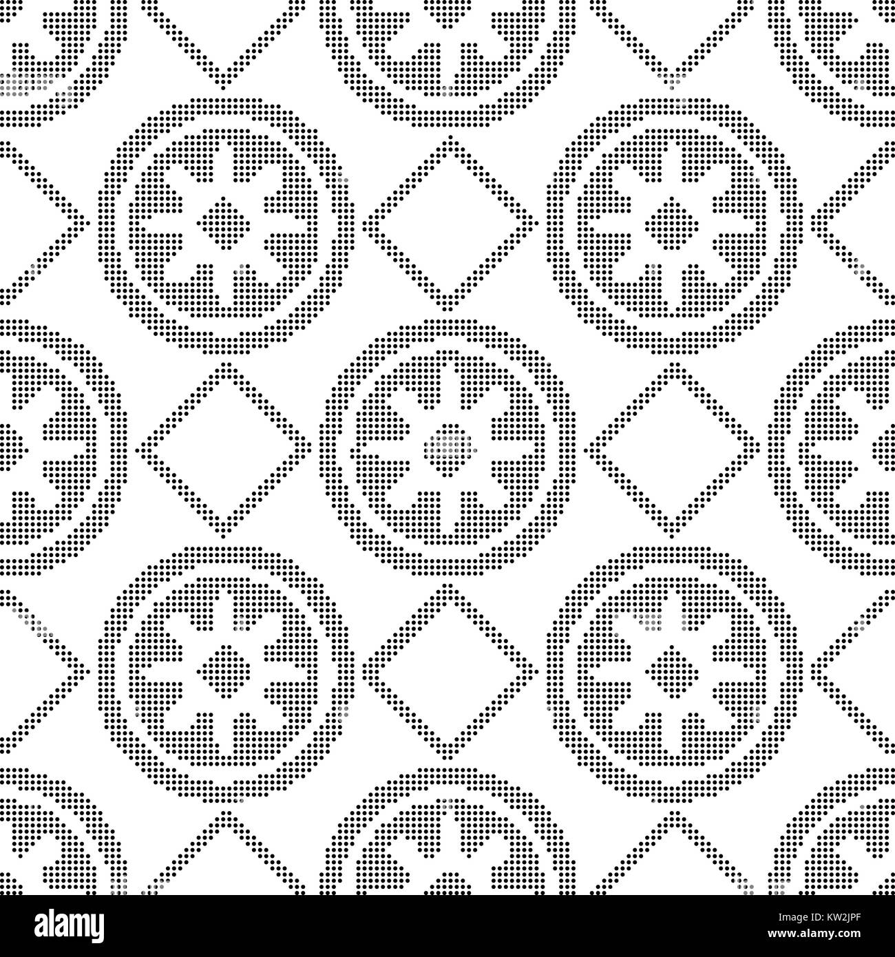 Halftone round black seamless background square check round flower ...