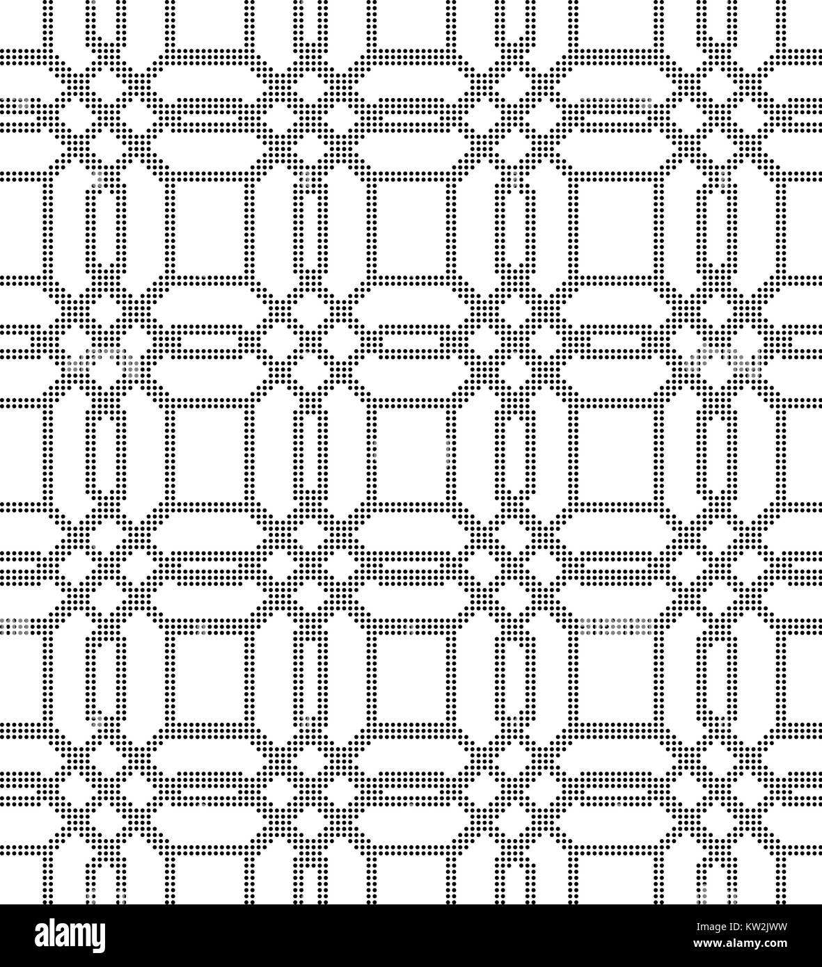 Halftone round black seamless background polygon square cross line ...