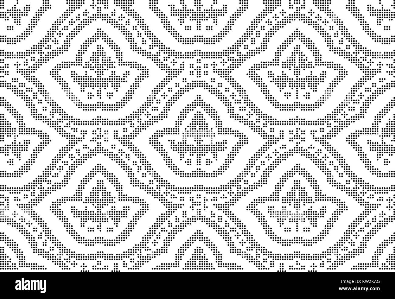 Halftone round black seamless background dot curve line flower Stock ...