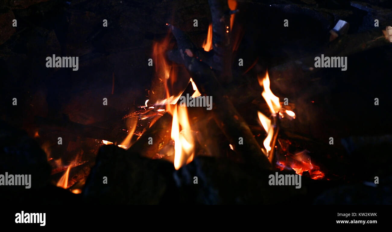 Camp fire in the night Stock Photo - Alamy