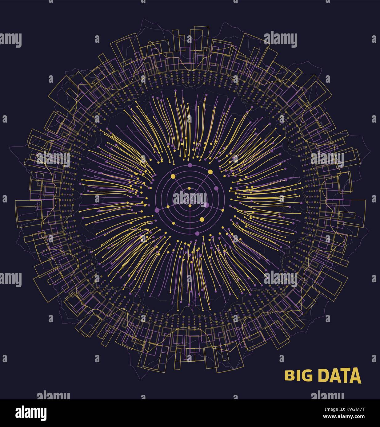 Big Data Visualization Structure Made In Lines And Dots Array System Of Analysis Stock Vector