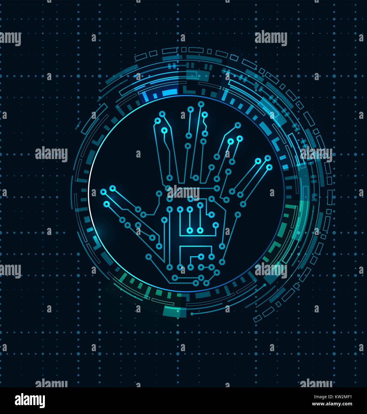 Digital hand circuit board Stock Vector Images - Alamy