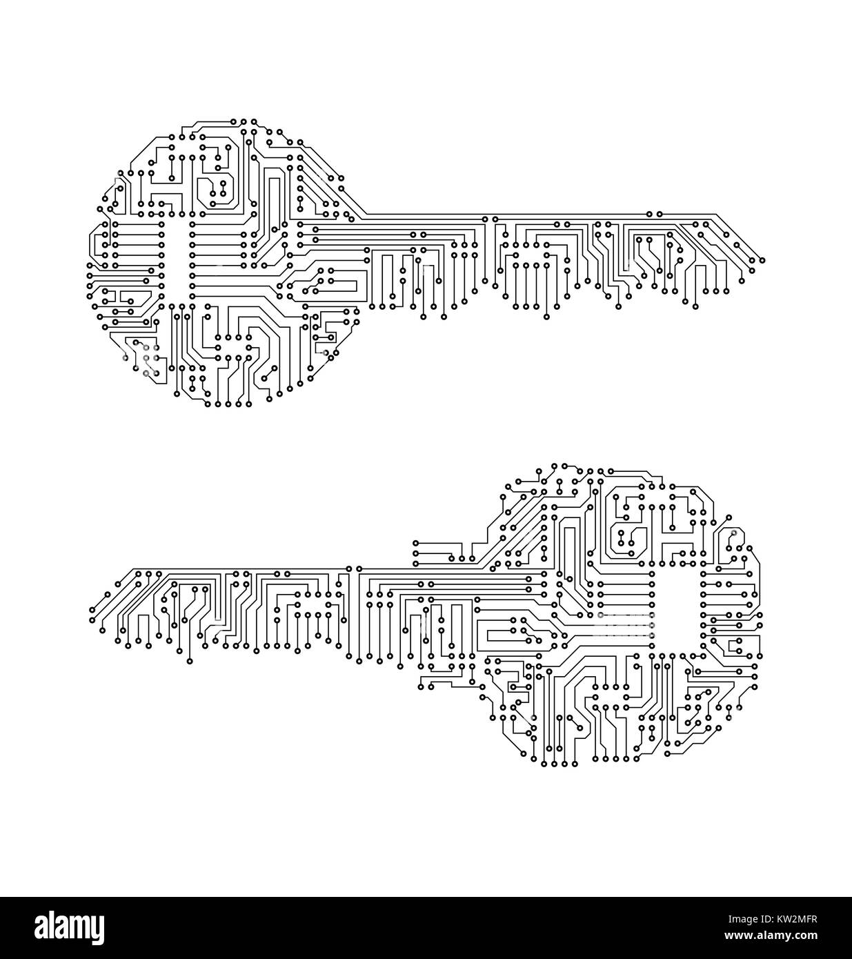 Key Made From Circuit Line, on White Background Stock Vector Image ...