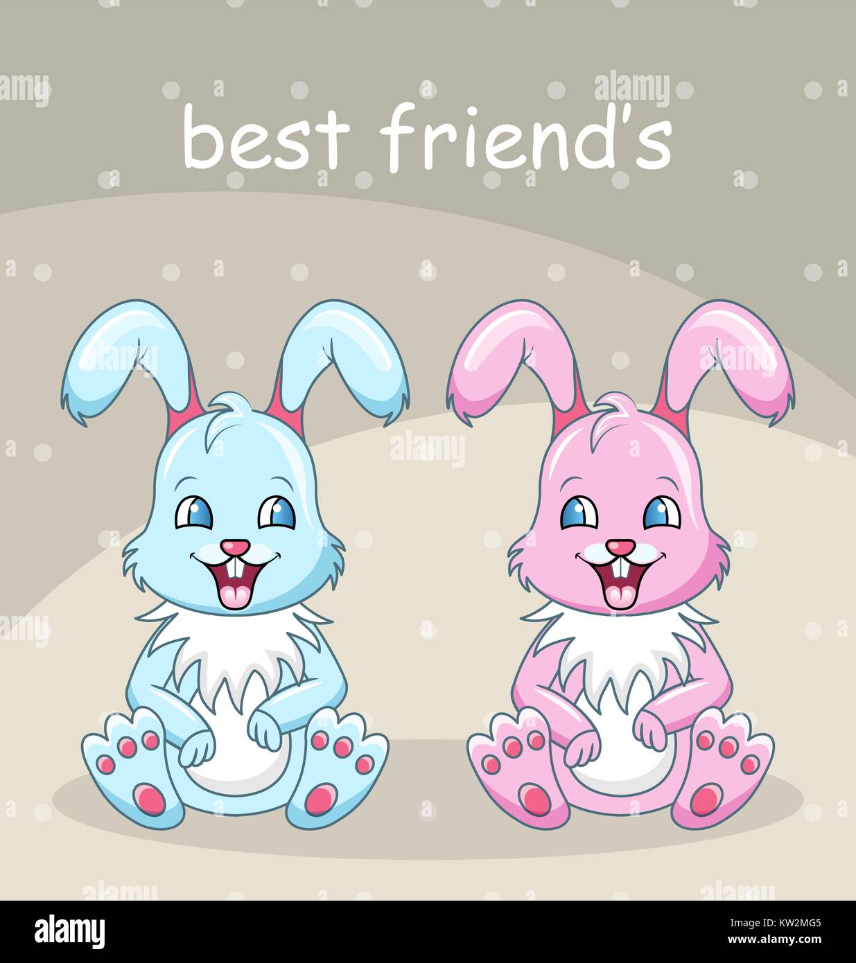 Smiling Rabbits - Best Friends, Boy and Girl, Happy Bunnies Stock ...