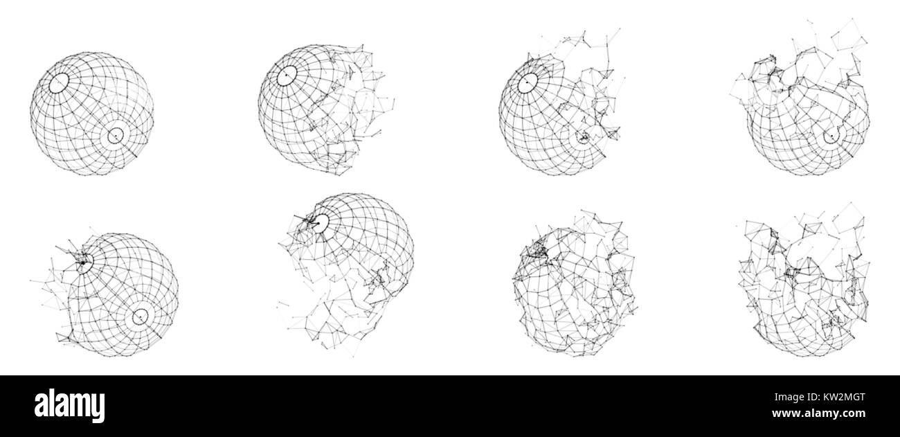 Broken Polygonal Wireframe Sphere Fractured Geometric Form Lines Network Polygons Of Circle