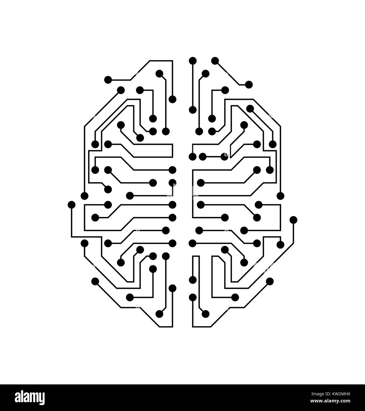 Stylized Brain. Circuit Board Texture, Electricity Mind Stock Vector ...
