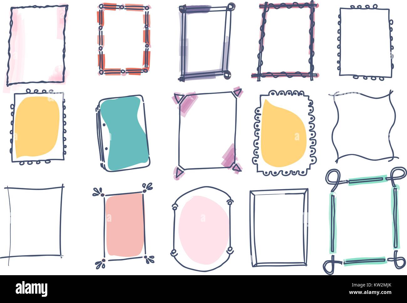 Set of doodle vector frames on white background Stock Vector Image ...