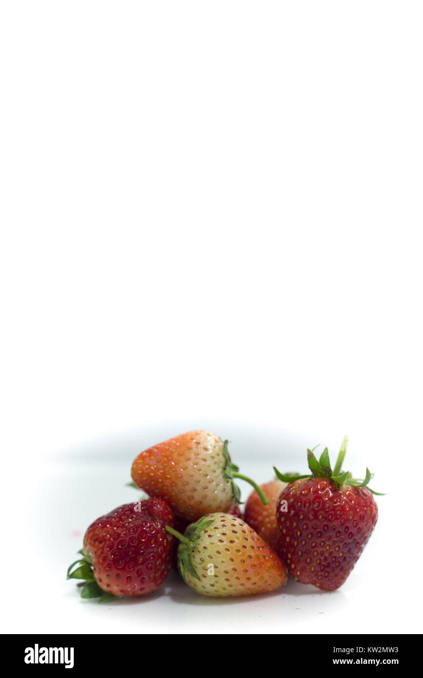 Strawberry cherry red on white isolate, Front view isolated white Stock ...