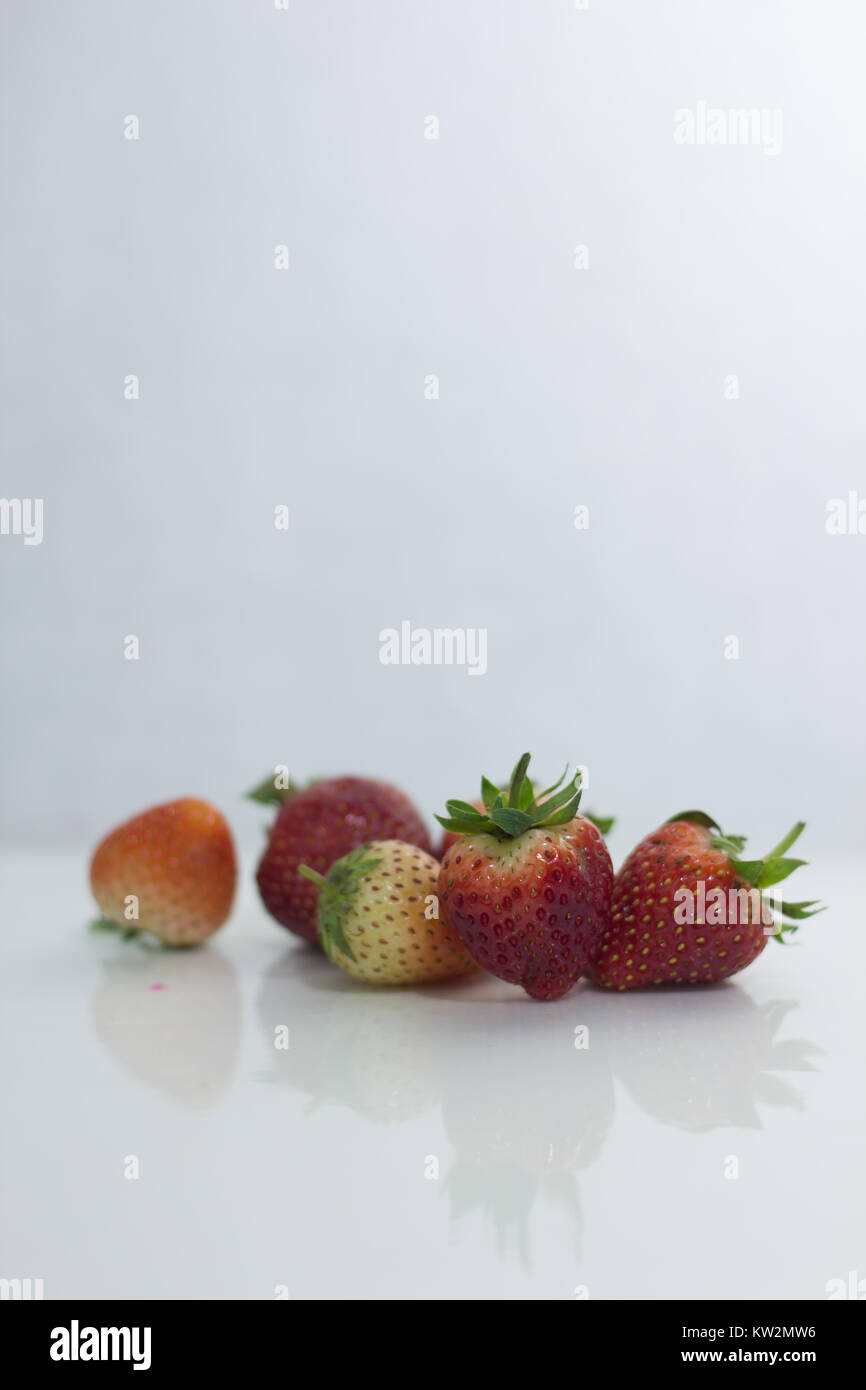 Strawberry cherry red on white isolate, Front view isolated white Stock ...