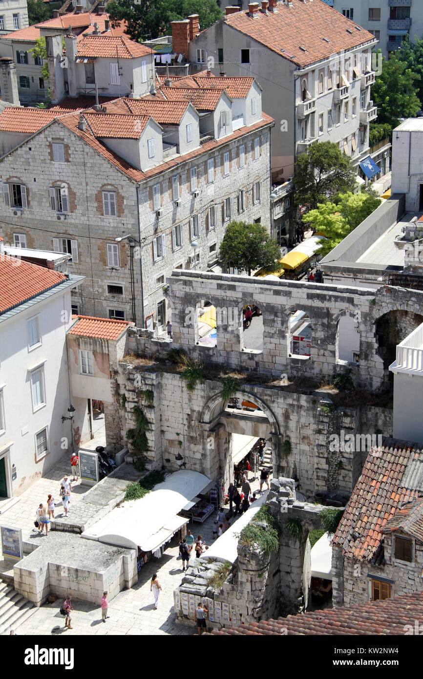 Entrance of ruins of Diocletian palace in Split, Croatia Stock Photo ...