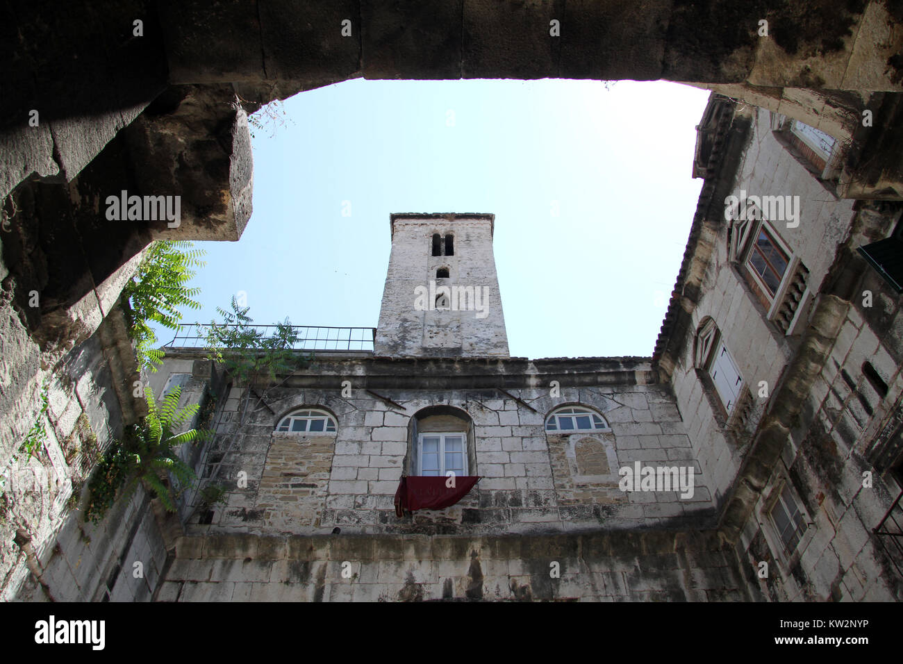 Stone tower and building in Split, Croatia Stock Photo - Alamy