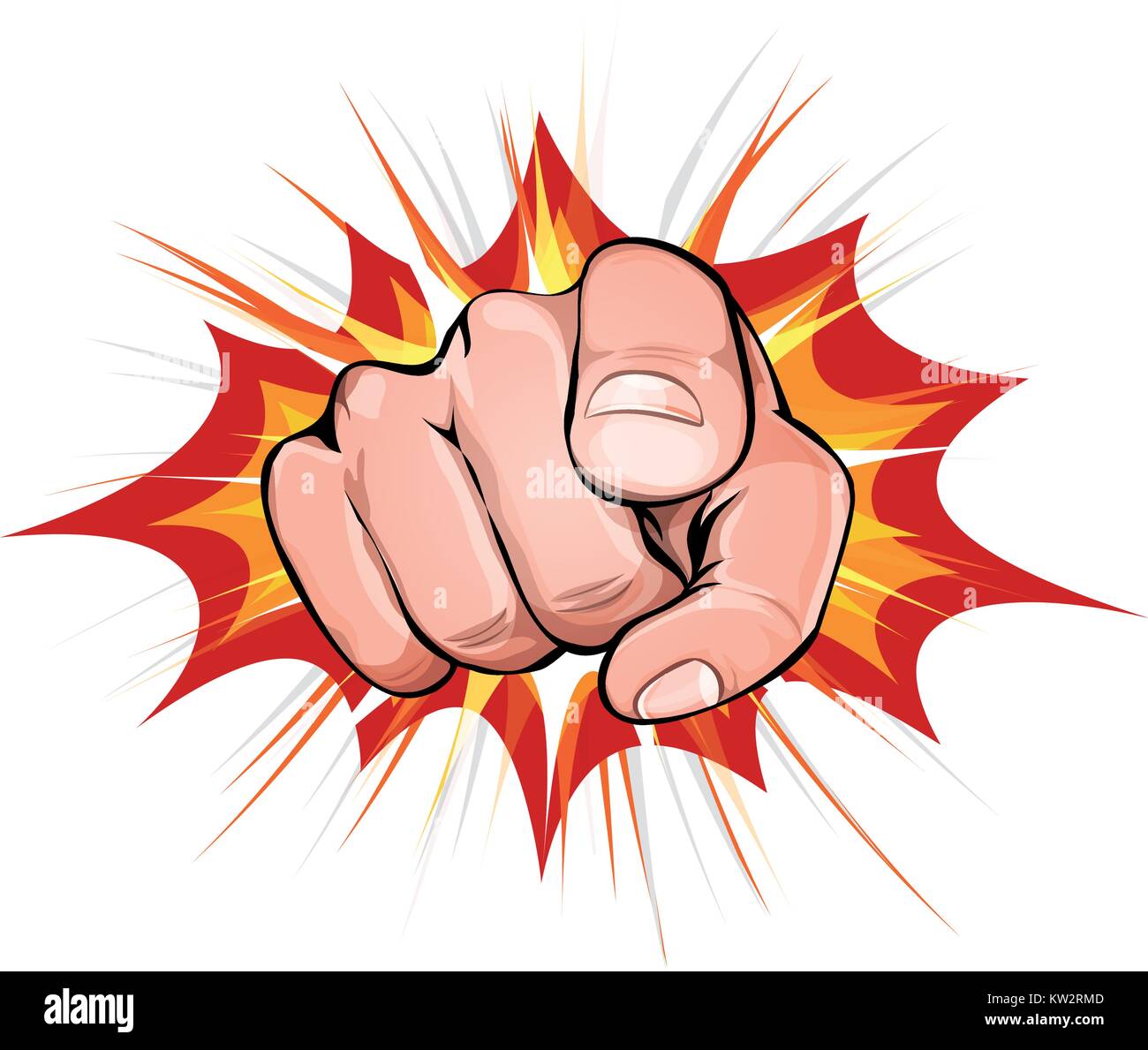 Illustration of a comic man hand icon with index finger poiting, on ...