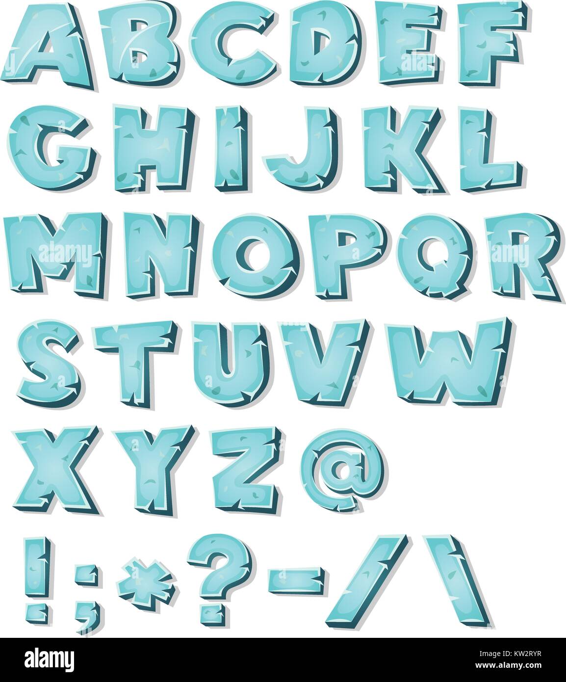 Illustration of a set of icy comic ABC letters and font characters also ...