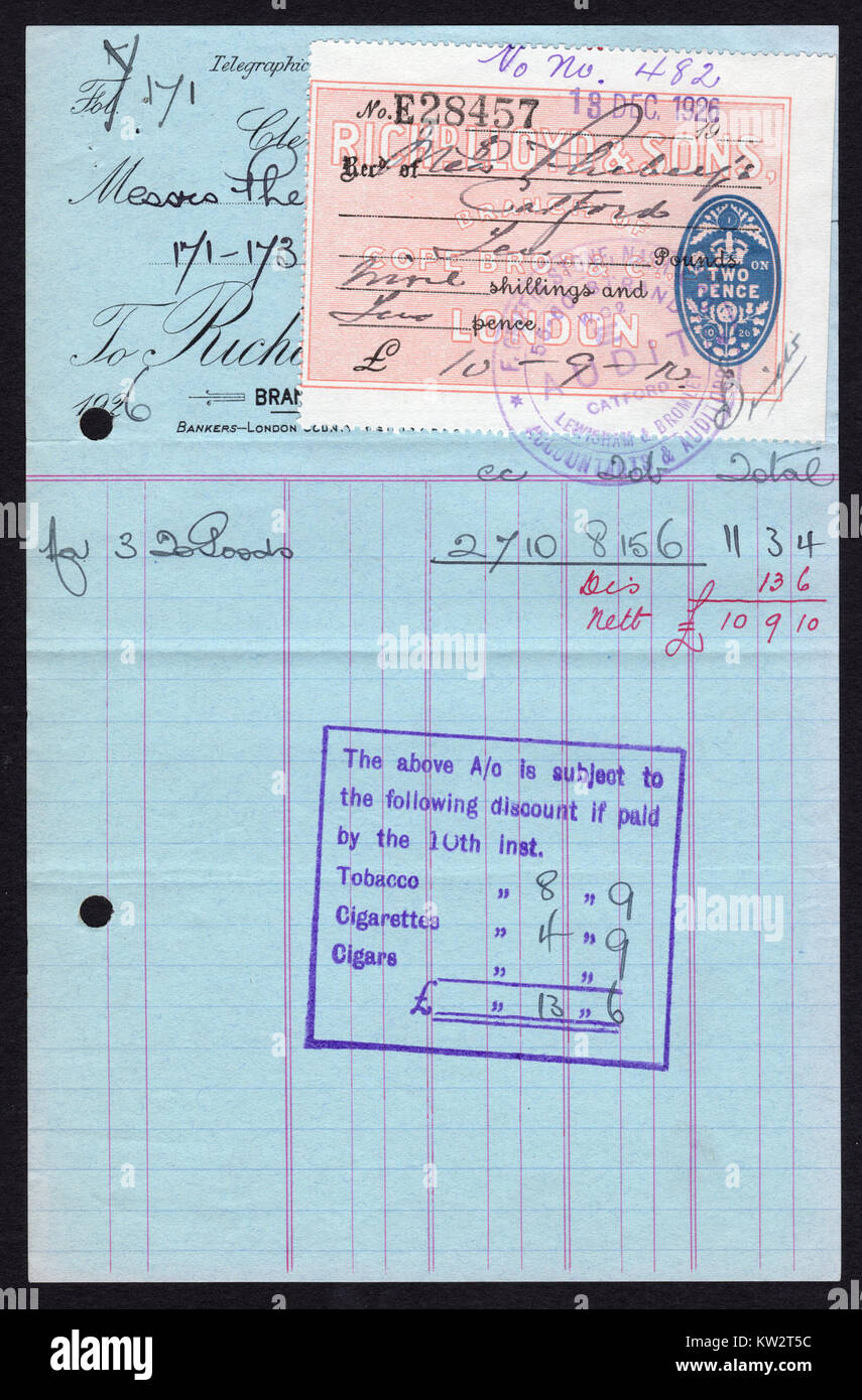 This 1926 receipt, featuring an impressed revenue stamp, documents a ...
