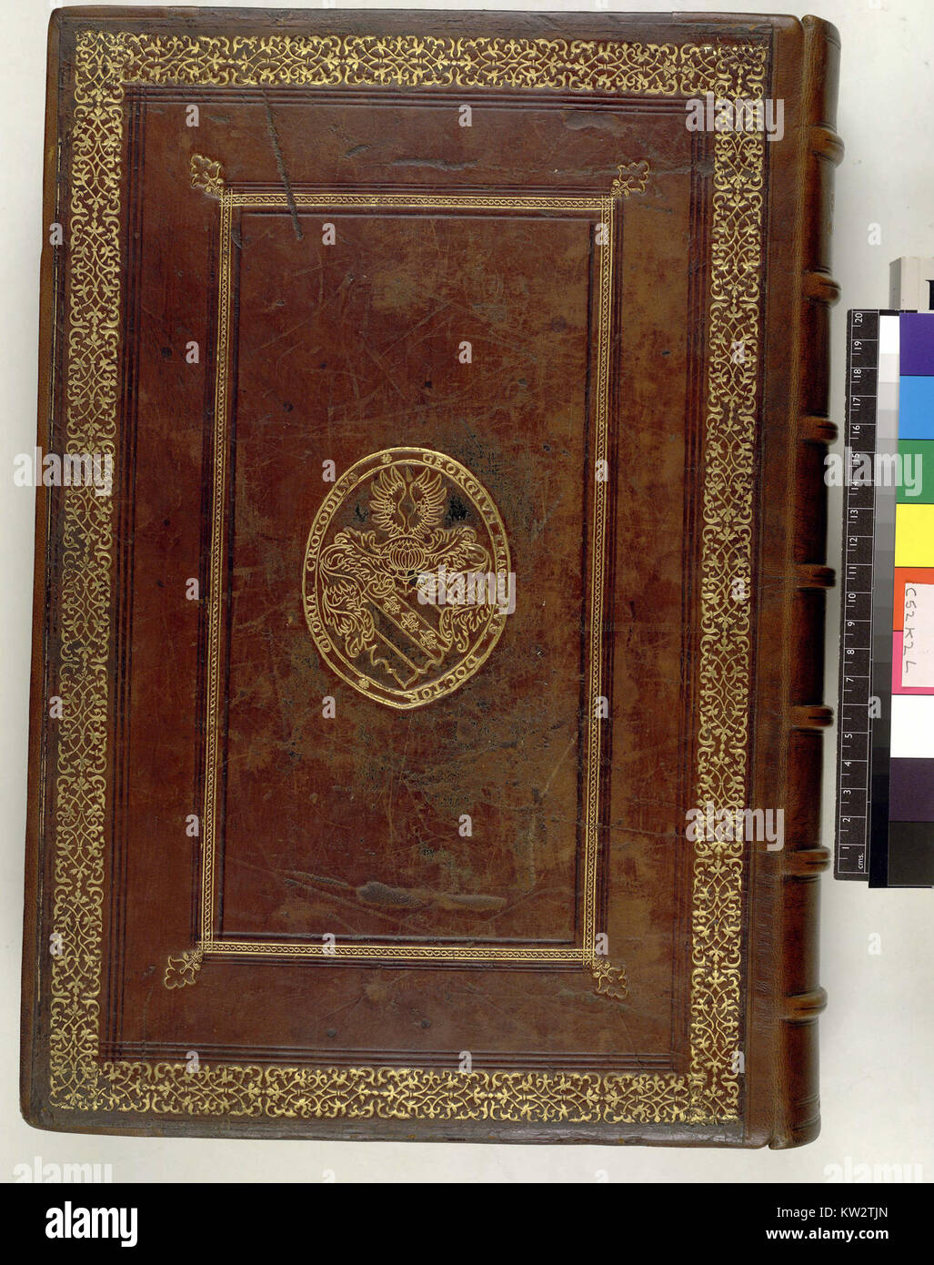 The lower cover of the Biblia, labeled C52k2, is a historical piece of ...