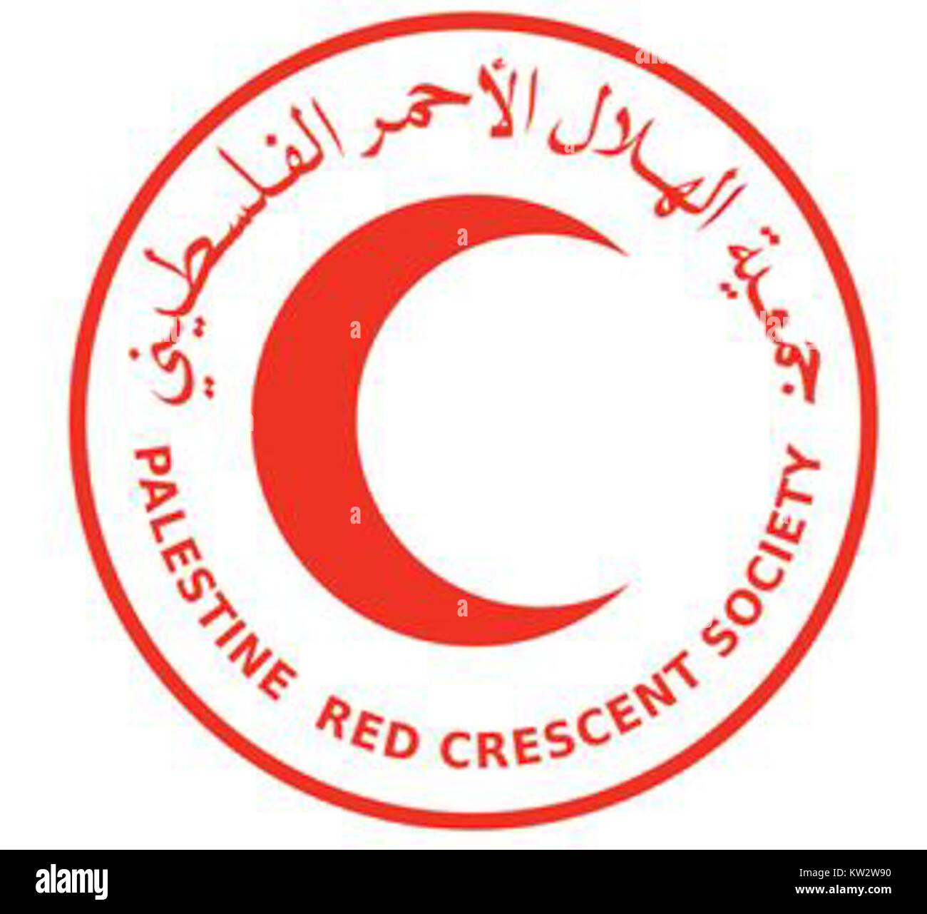 The logo of the Palestine Red Crescent Society represents a ...