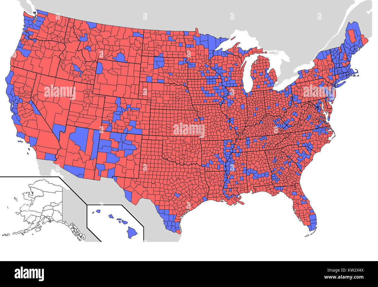 The 2004 U.S. presidential election results by county provide a ...