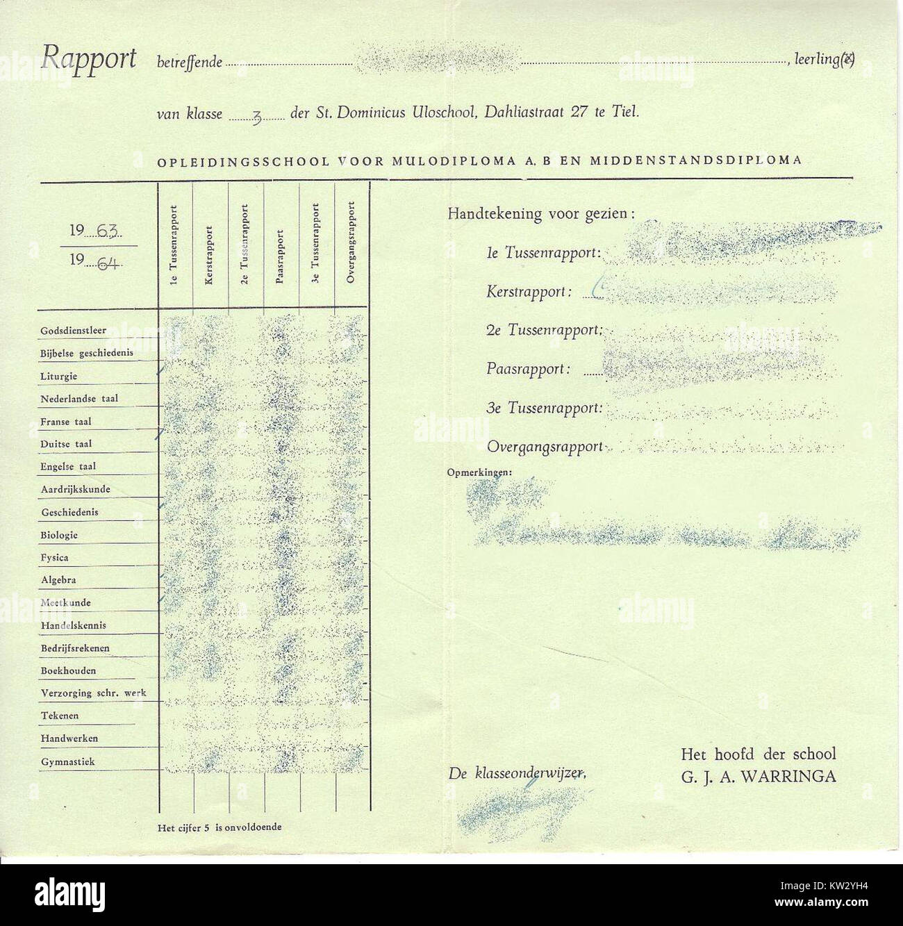 Mulo 3eKlas rapport 1963 Stock Photo - Alamy