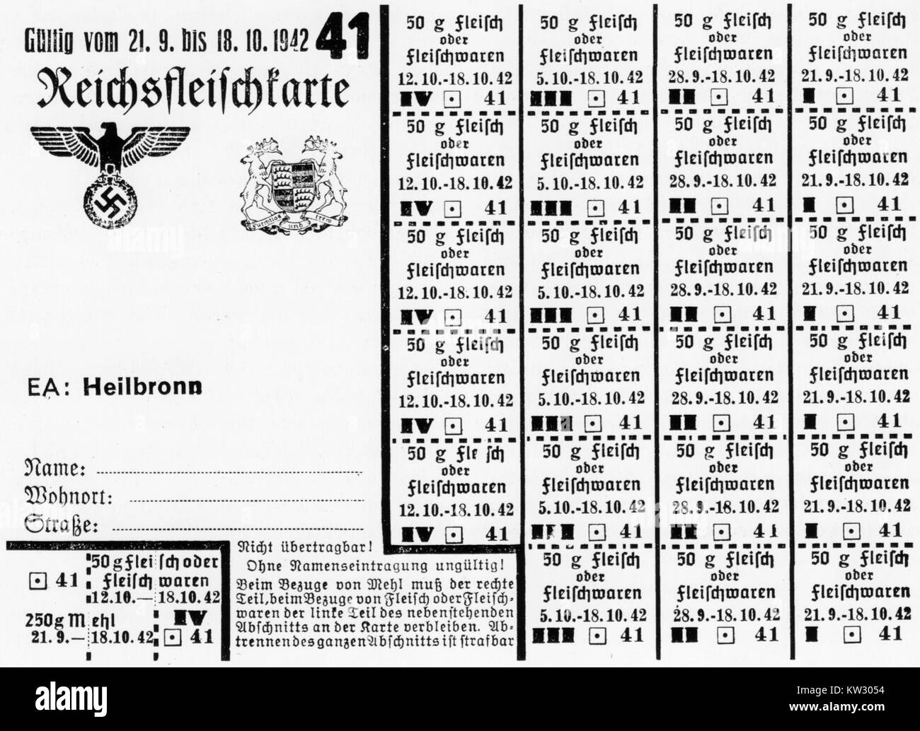 Reichsfleischkarte hi-res stock photography and images - Alamy