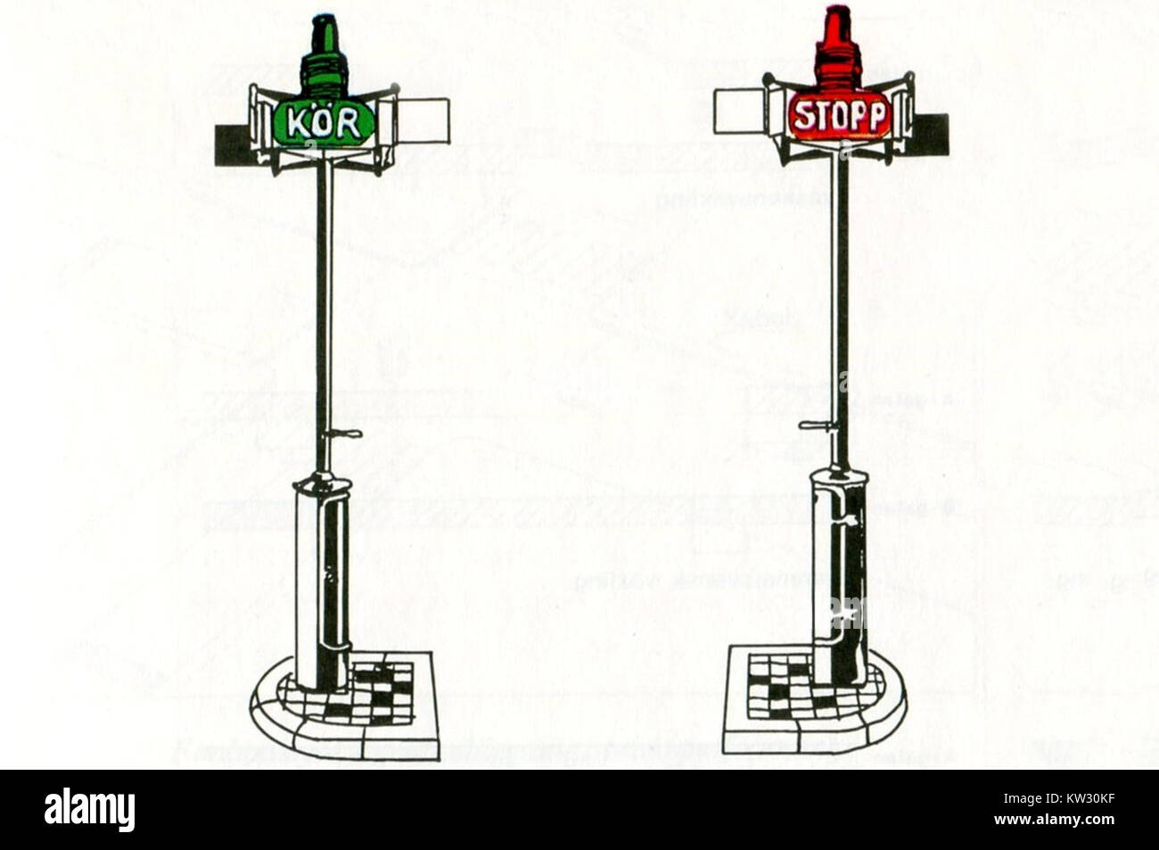 A historical photograph of a traffic signal from 1926, depicting the ...