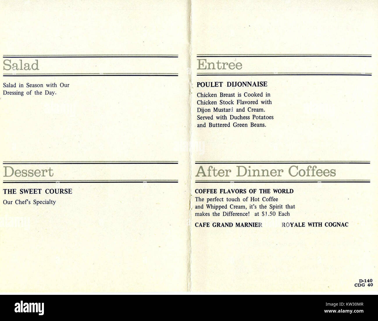 In flight food 1950s hi-res stock photography and images - Alamy