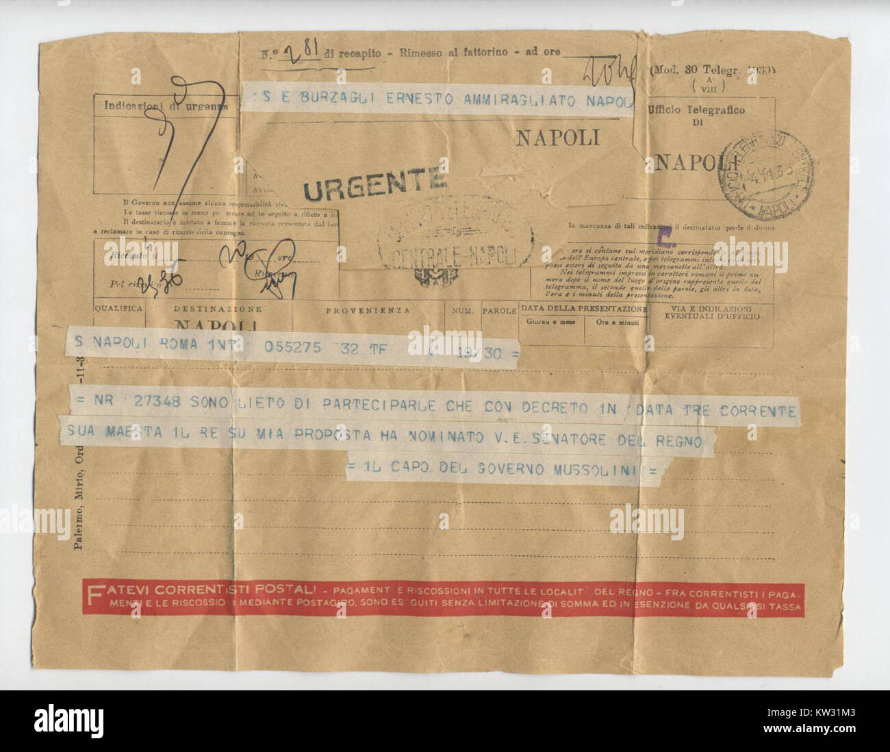 Telegramma hi-res stock photography and images - Alamy