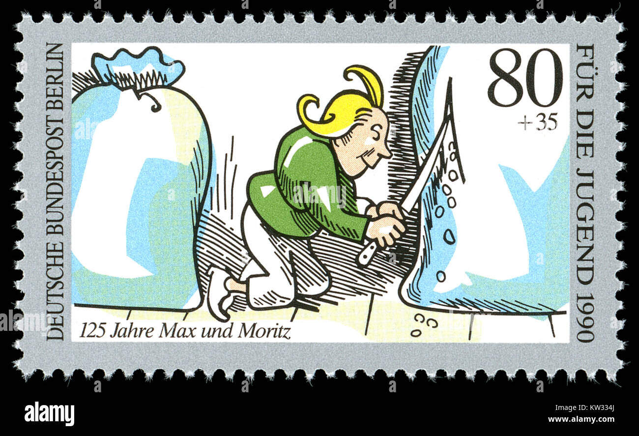 The 1990 stamps from Berlin, Germany, depict significant cultural and ...