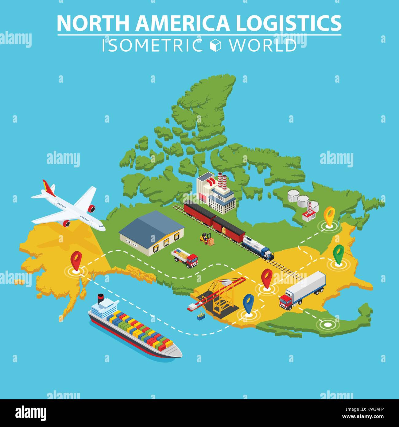 USA transportation and logistics. Delivery and shipping infographic ...