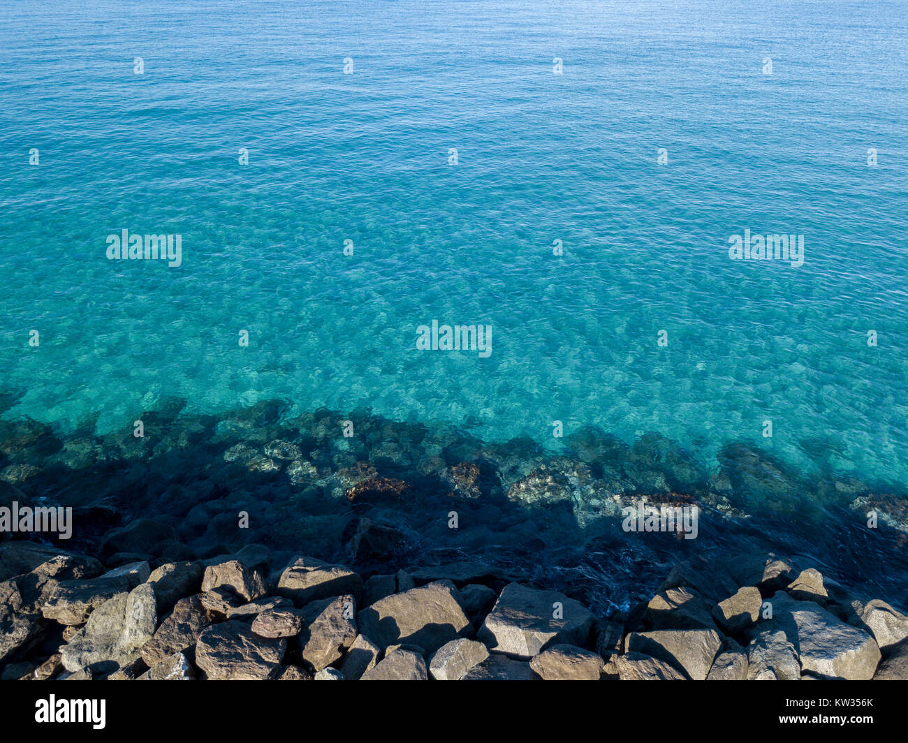 Aerial view of rocks on the sea. Overview of the seabed seen from above ...