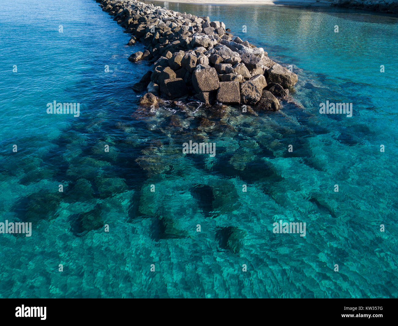 Aerial view of rocks on the sea. Overview of the seabed seen from above ...