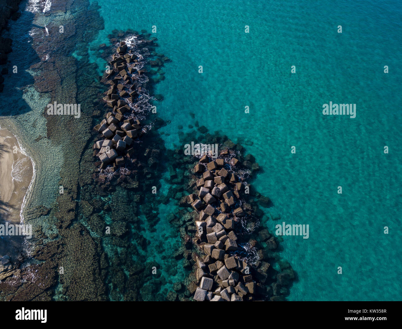 Aerial view of rocks on the sea. Overview of the seabed seen from above ...
