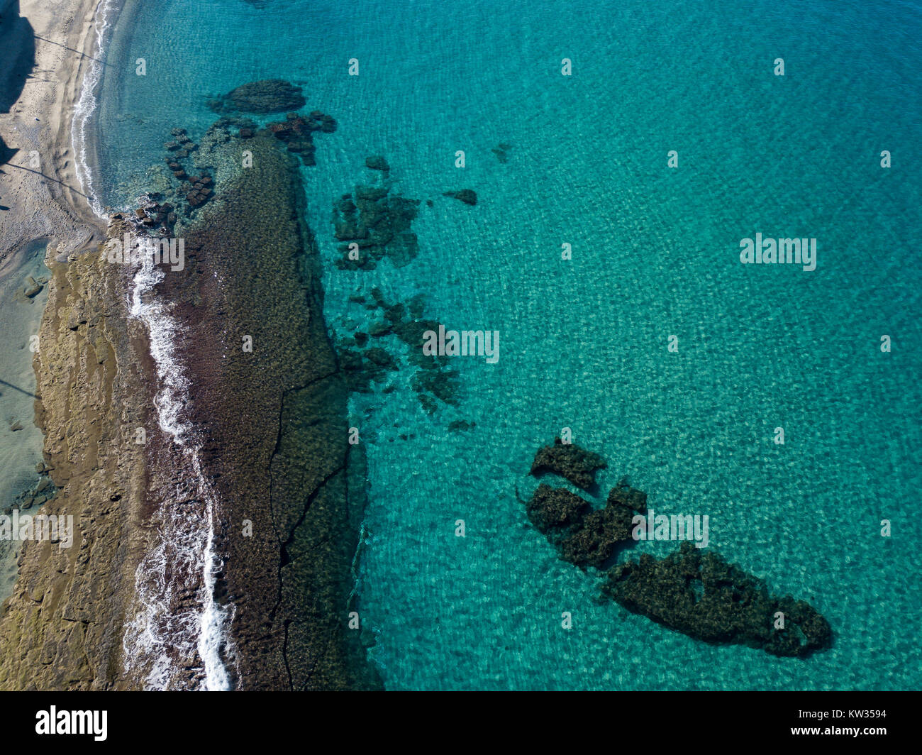 Aerial view of rocks on the sea. Overview of the seabed seen from above ...