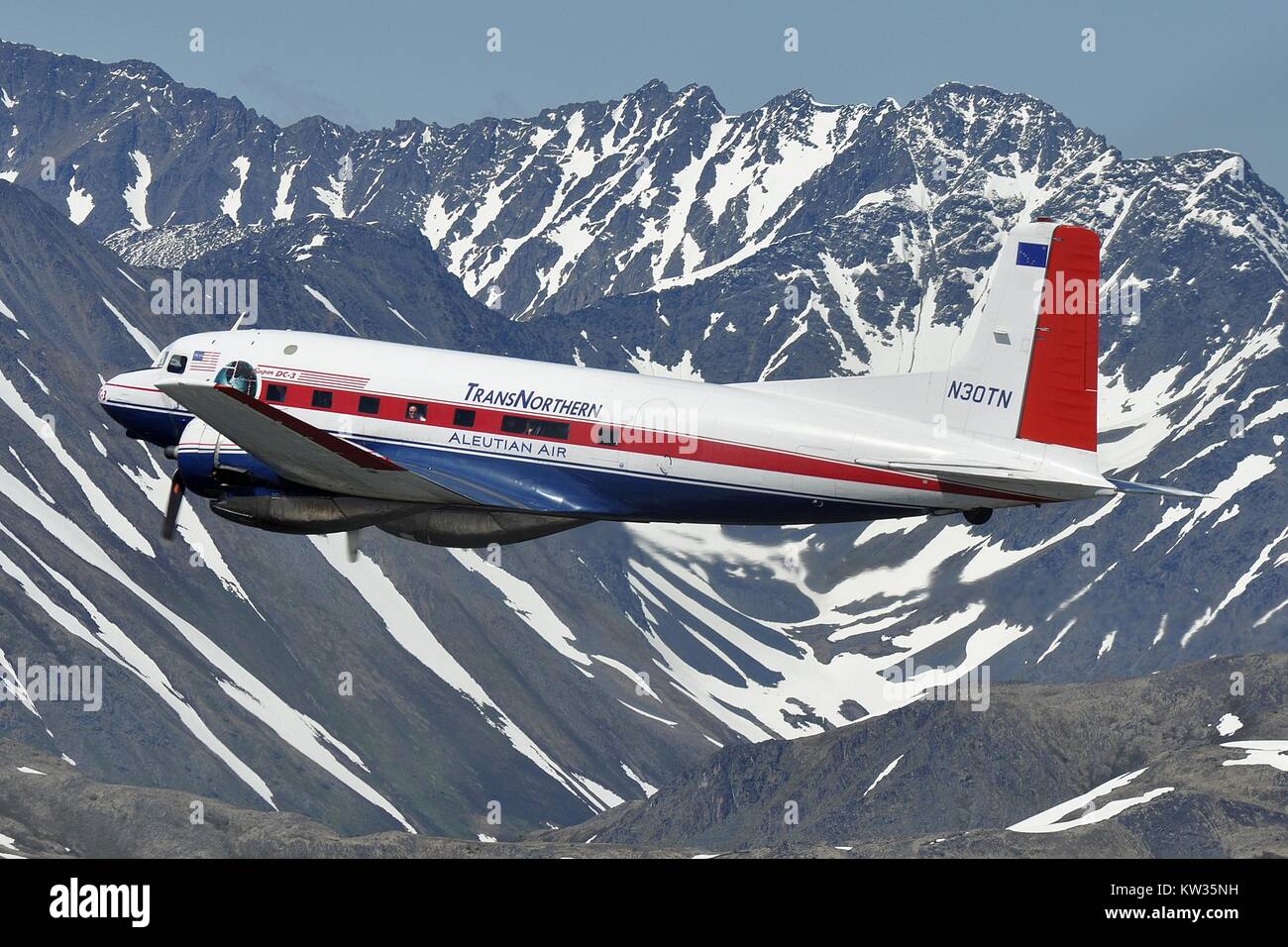 TRANSNORTHERN AVIATION DOUGLAS DC-3S N30TN OVER ALASKA Stock Photo - Alamy